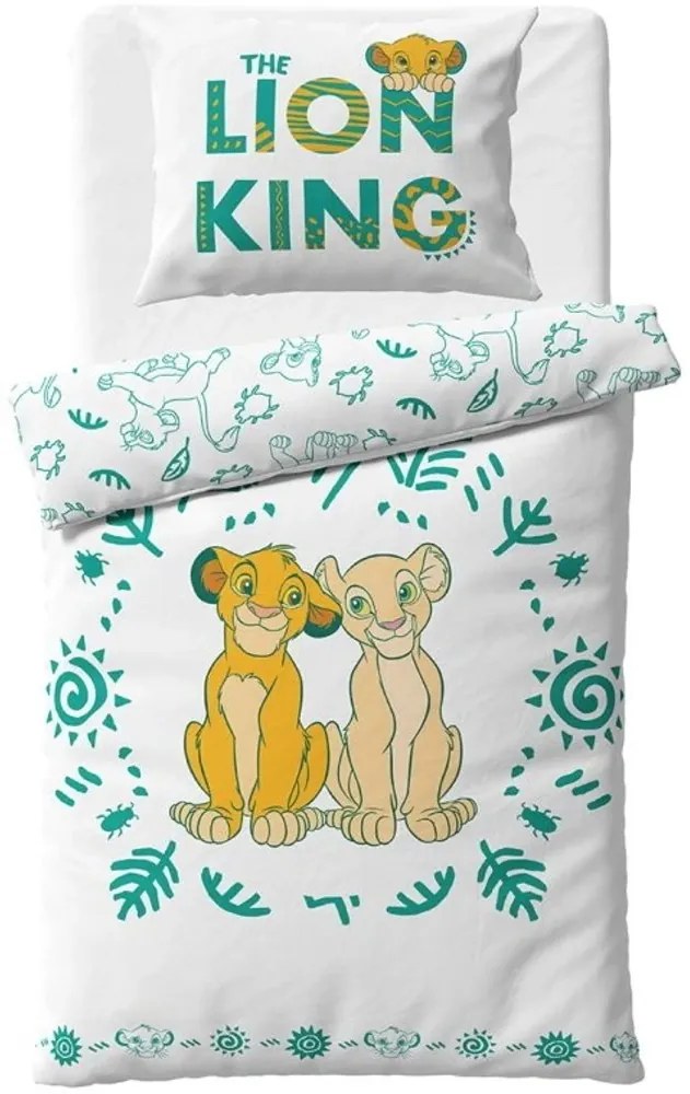 Oboustranné bavlněné ložní povlečení Lví král - motiv Simba a Nala - 100% bavlna - 70 x 90 cm + 140 x 200 cm