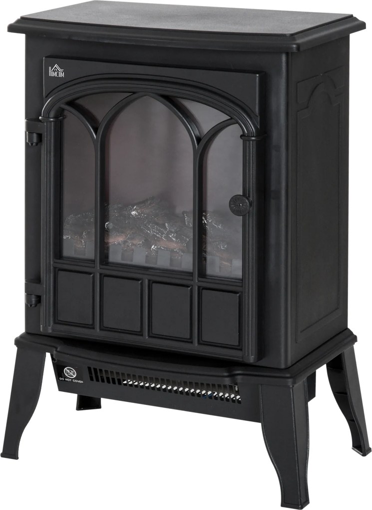 HOMCOM 2000W elektrický krb s LED efektem plamene, tichý, elektrická kamna s ochranou proti kovovému ohřevu