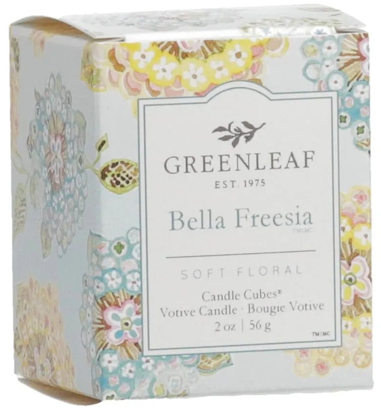 Svíčka s vůní frézie Greenleaf Bella Freesia, doba hoření 15 hodin