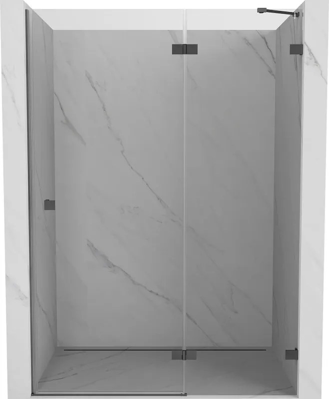 Mexen, Mexen Lunar pravé otočné sprchové dveře 135 cm, transparentní, pistolový kov - 834-135-000-95-00-P
