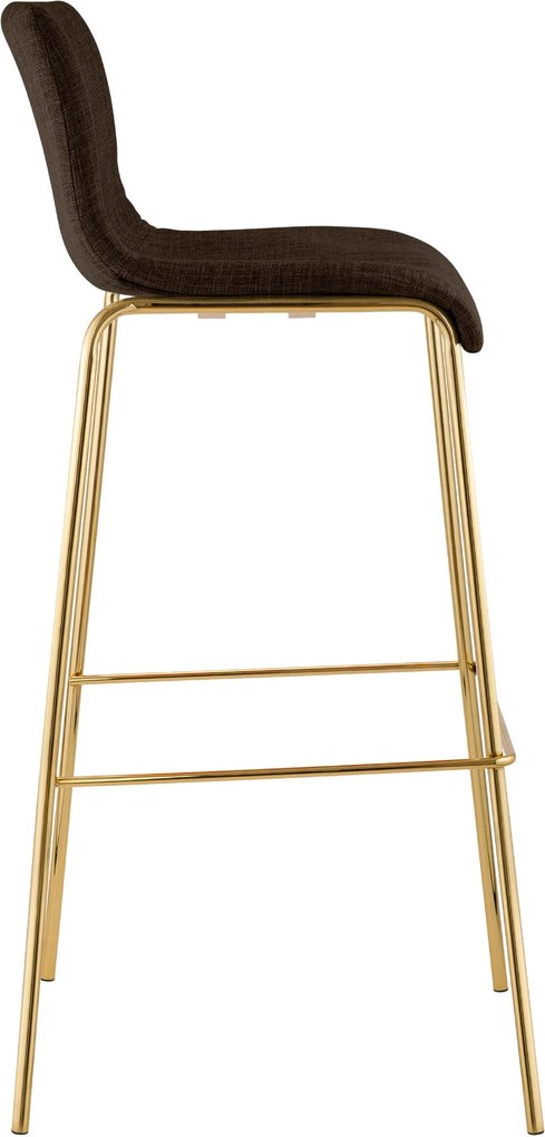 Sada 2 barových židlí Hoover látka čtyřnohá konstrukce Gold – hnědá