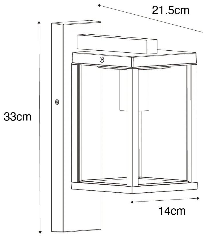Venkovní nástěnná lampa černá s žebrovaným sklem IP44 - Charlois