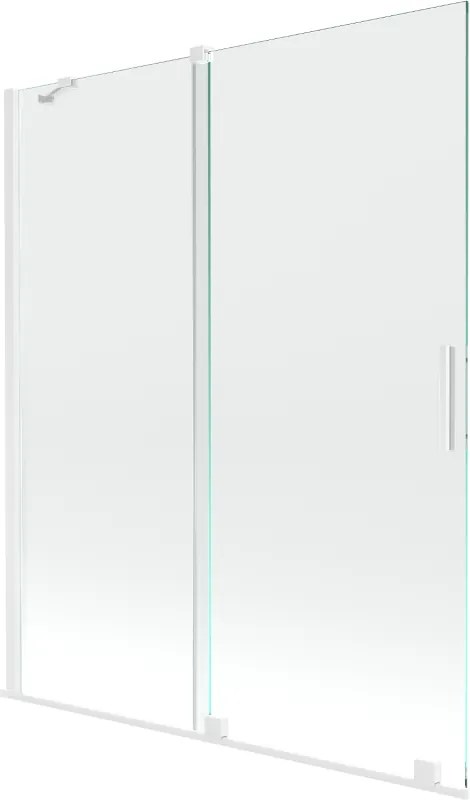 Mexen Velar, 2-křídlová posuvná vanová zástěna 140 x 150 cm, 8mm čiré sklo, bílý profil, 896-140-000-01-20