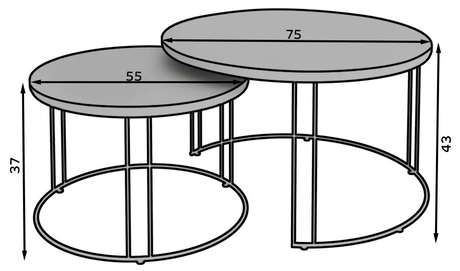 ADRK Konferenční stolek ETTA B-W 75, bílá/černá