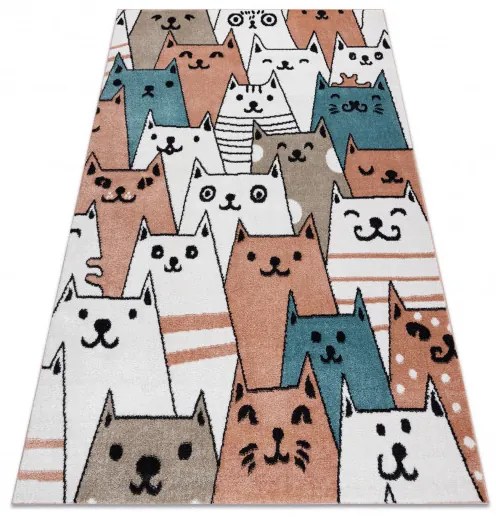 Dywany Łuszczów, Dětský kusový koberec Fun Gatti Cats pink, 140x190, vícebarevná, dětský pokoj
