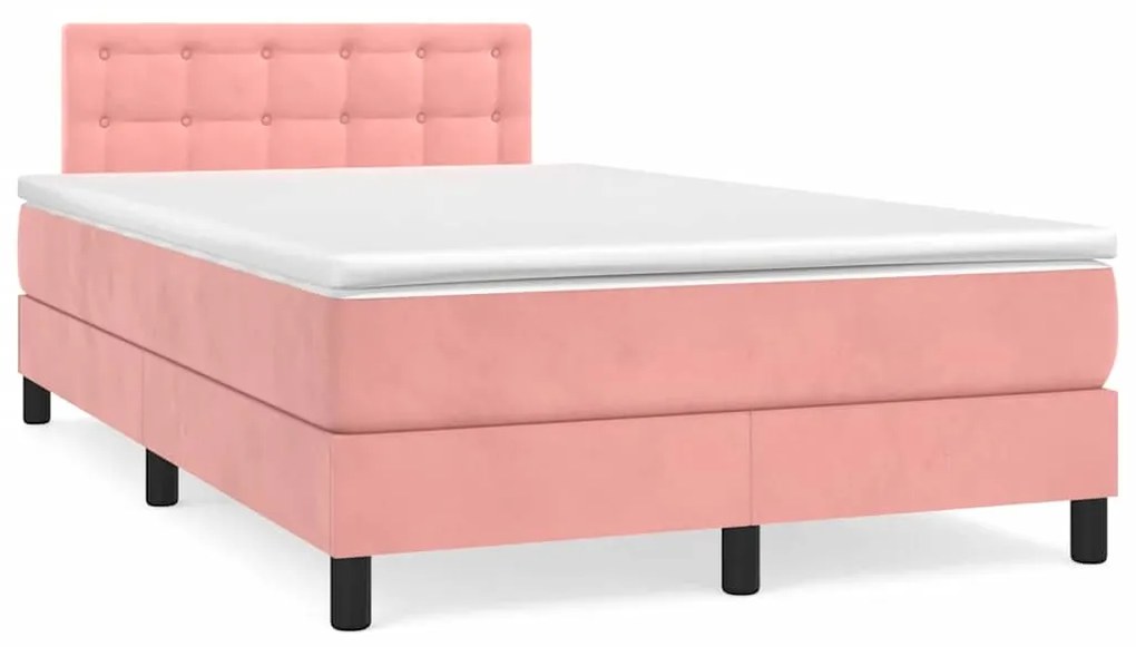 Box spring postel s matrací a LED růžová 120 x 190 cm samet 3270182