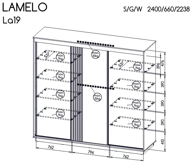 Dolmar Šatní skříň Lamelo LA19
