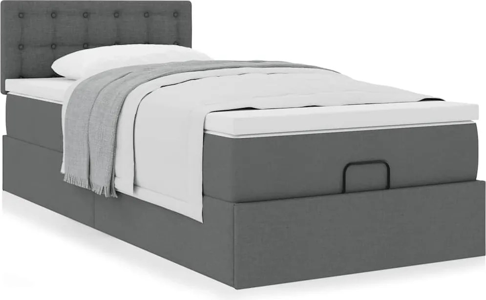 Osmanský rám postele s matrací tmavě šedá 100x200cm textil 3311602