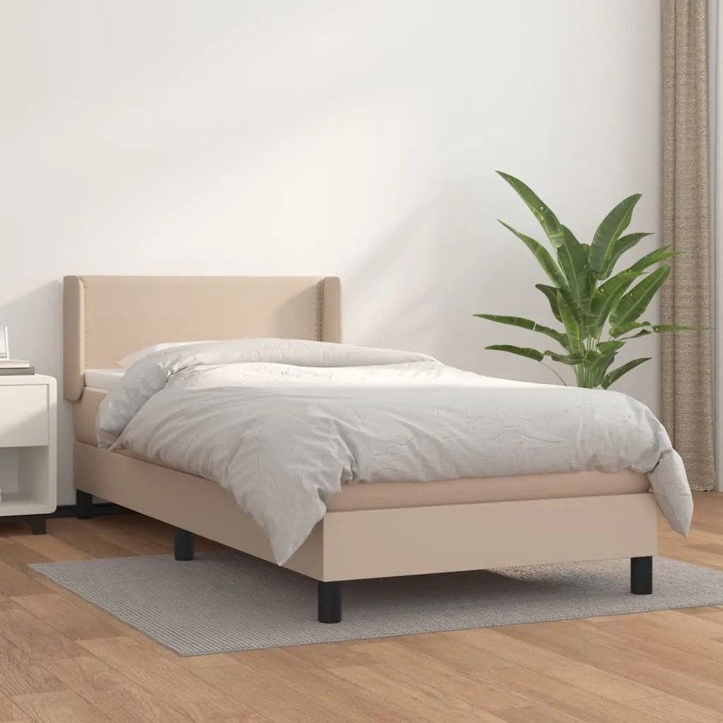 Box spring postel s matrací cappuccino 90x200 cm umělá kůže,  3130702