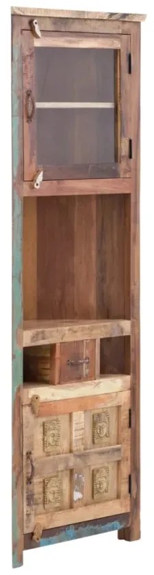 furniture-nabytek.cz - Masivní rohová vysoká skříň Samira z recyklovaného dřeva, lakovaná, hnědá – 65×30×185 cm