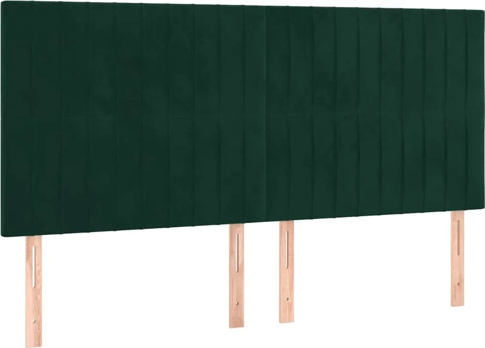 Box spring postel s matrací a LED tmavě zelená 180x200 cm samet 3136260