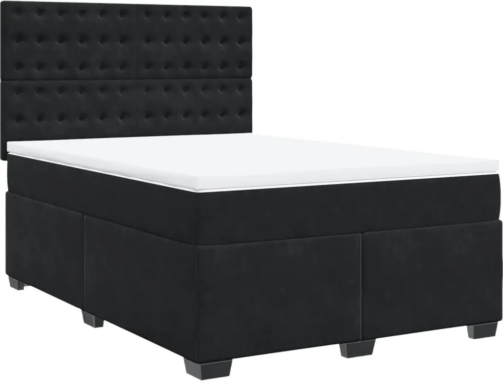 Box spring postel s matrací černá 140 x 190 cm samet 3293220