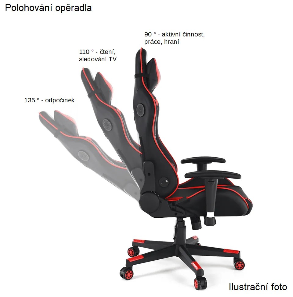 Kancelářské / herní křeslo s RGB LED podsvícením, černá, MAFIRO