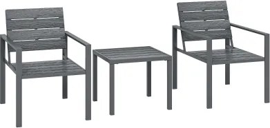 Outsunny 3dílný bistro zahradní set se 2 židlemi z HDPE, tmavě šedá