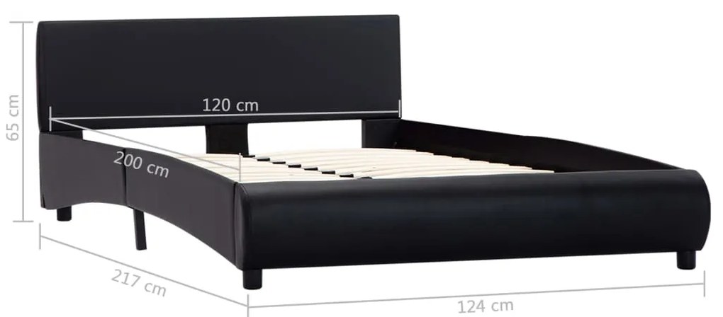 vidaXL Marketos Rám postele s LED světlem černý umělá kůže 120 x 200 cm