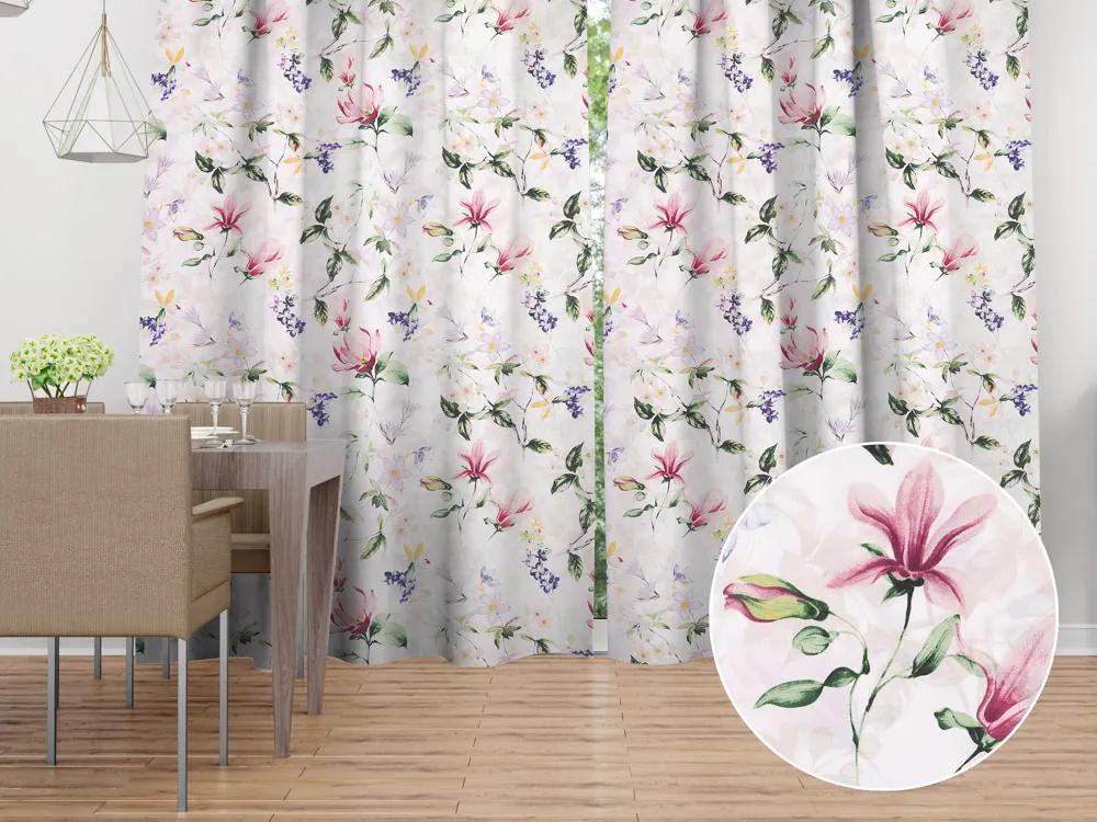 Biante Bavlněný závěs Sandra SA-287 Mix květin na bílém 150x240 cm