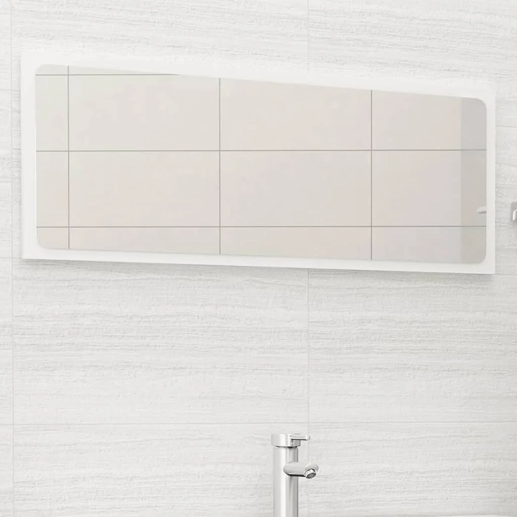 804635 vidaXL Koupelnové zrcadlo bílé vysoký lesk 100x1,5x37 cm dřevotříska