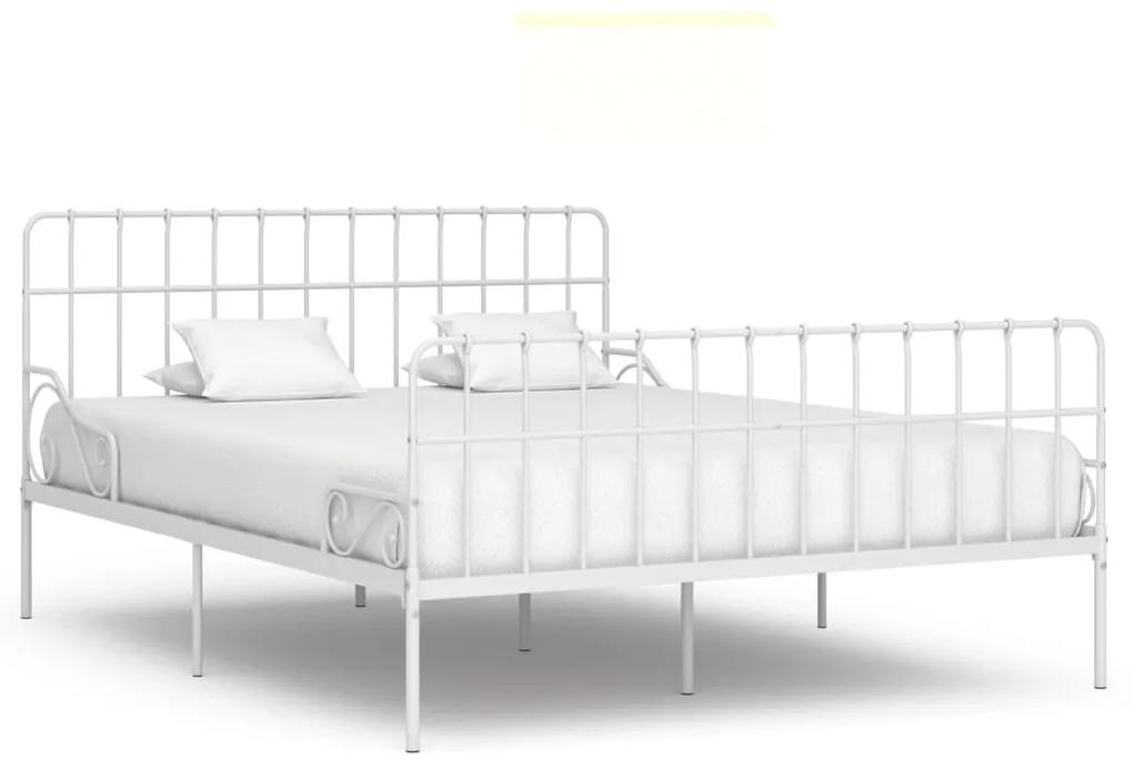 284607 vidaXL Rám postele s laťkovým roštem bílý kov 200 x 200 cm