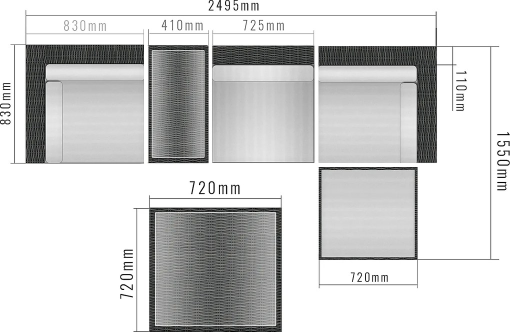 DEOKORK Ratanová variabilní sestava SEVILLA  pro 3-4 osoby (antracit)