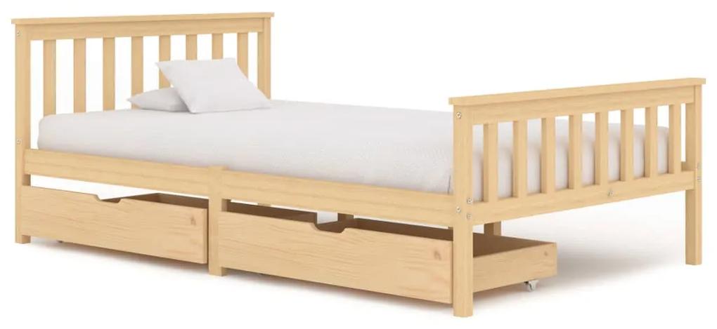 3060338 vidaXL Rám postele se 2 zásuvkami masivní borové dřevo 120 x 200 cm