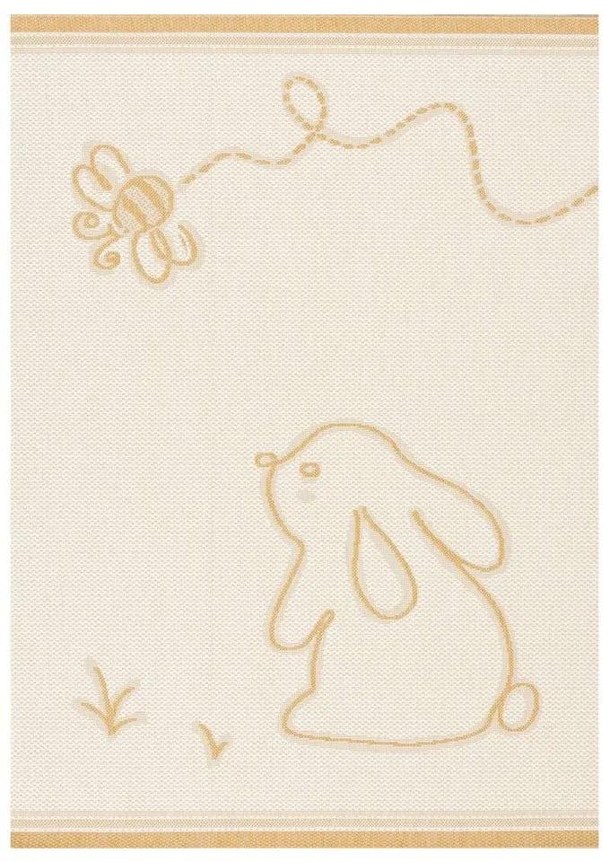Žluto-béžový antialergenní dětský koberec 170x120 cm Rabbit and Bee - Yellow Tipi