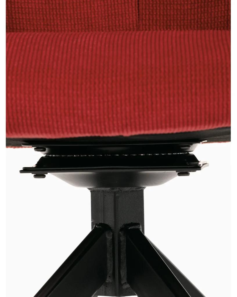 AUTRONIC Židle jídelní, červená látka, otočný mechanismus 180°, černý kov