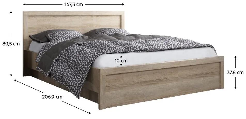Manželská postel 160 JESS (dub sonoma) (s roštem a matrací). 1091593
