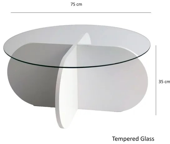 Konferenční stolek BUBBLE 35x75 cm bílá/čirá