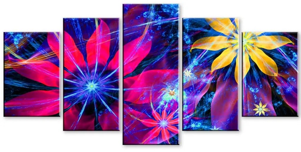 Malvis ® Pětidílný obraz fantastické květy Velikost: 100x50 cm