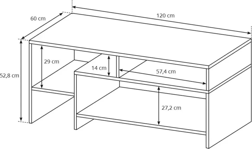 Obývací stěna s komodou ALVA a konferenčním stolkem | 260 cm + 155 cm + 120x60 cm | dub grandson/bílá