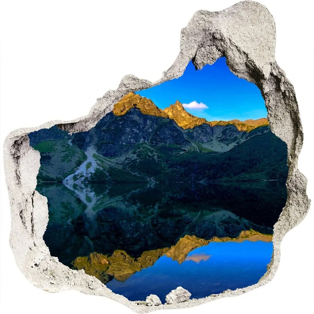 Wallmuralia Díra 3D ve zdi nálepka Cihla Tatry 75x75 cm