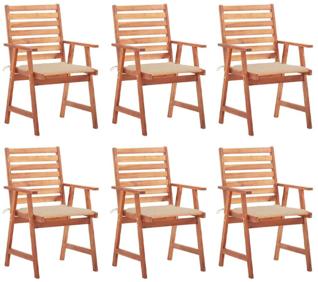 3078350 vidaXL Zahradní jídelní židle 6 ks s poduškami masivní akáciové dřevo