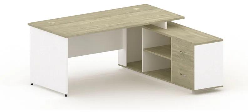 Kancelářský stůl se skříňkou MIRELLI A+ 1600 x 1600 mm, pravý, bílý/dub sonoma