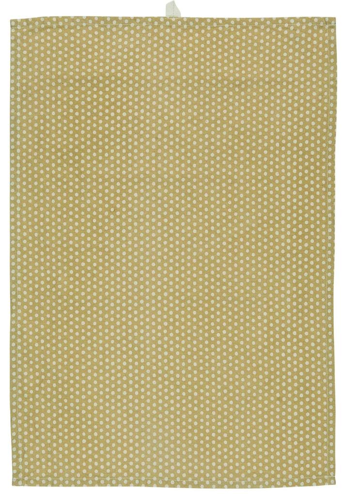 IB LAURSEN Utěrka Yellow White Dots 50x70 cm, žlutá barva, textil