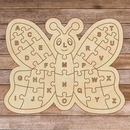 Dětské dřevěné puzzle - Abeceda motýl A-ZET 26 dílků | SENTOP H009