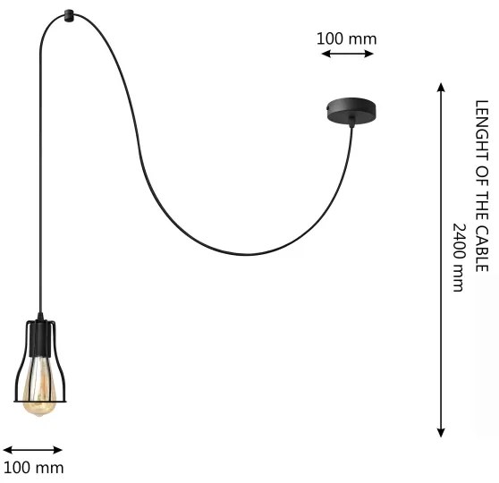 Lustr na lanku TUBE LONG 1xE27/15W/230V černá