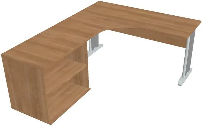 Sestava stolu a skříně pravá 160 cm - Hobis Cross CE 60 H P Dekor stolové desky: višeň, Dekor lamino podnože: višeň, Barva nohou: Stříbrná