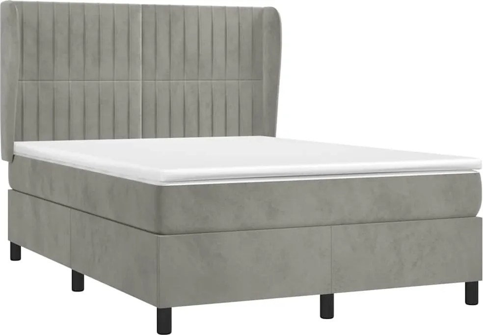 Box spring postel s matrací světle šedá 140x200 cm samet 3129333