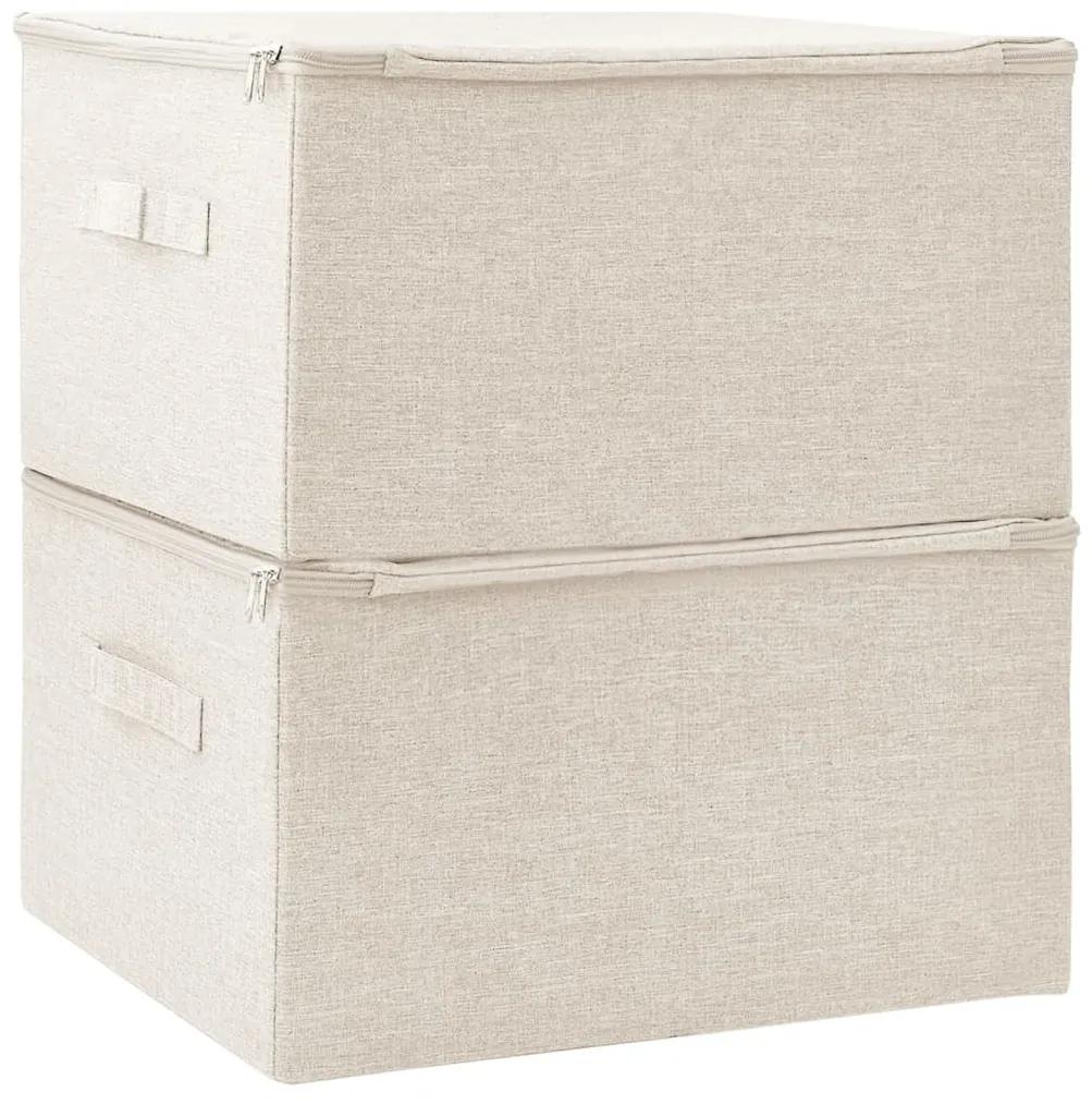 Úložné boxy 2 ks textil 43 x 34 x 23 cm krémové - Default Title