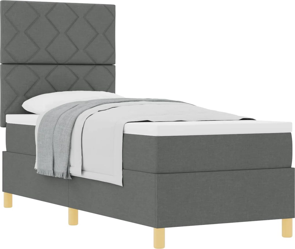 Postel s boxspringem s čelo Tmavě šedá 80 x 200 cm textil 3339652
