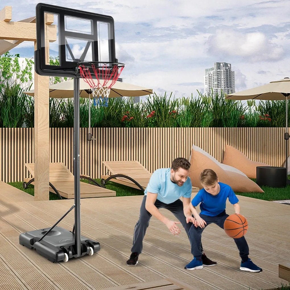 Costway 130 cm - 305 cm výškově nastavitelný basketbalový koš se stojanem a 2