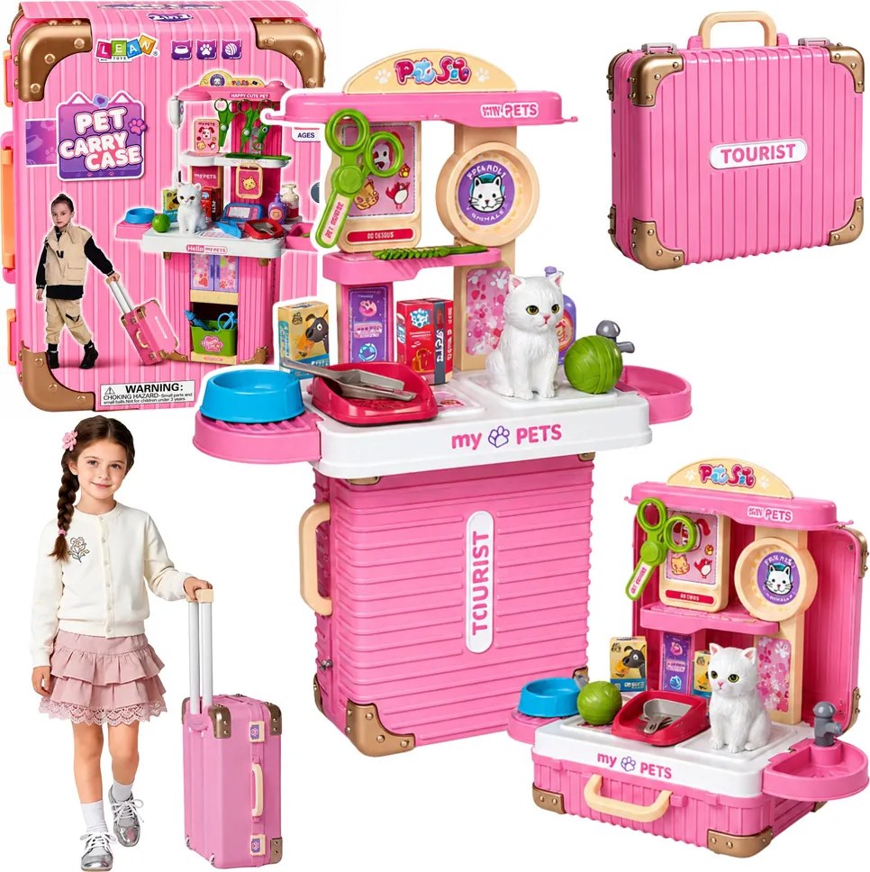 LEAN Toys Veterinární taška – sada na péči o kočky, bílá, příslušenství