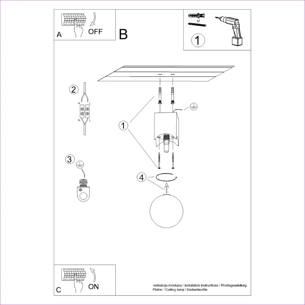 Stropní svítidlo Solis, 1x bílé skleněné stínítko, dřevo