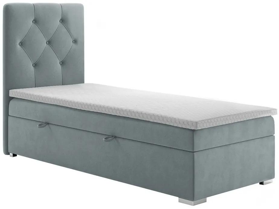 Luxusní jednolůžková postel CULI Zelená 90x200 cm Levá