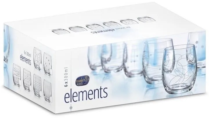 Crystalex - Bohemia Crystal Crystalex sklenice na nealko Club Elements 300 ml, 6 ks (mix dekorů)