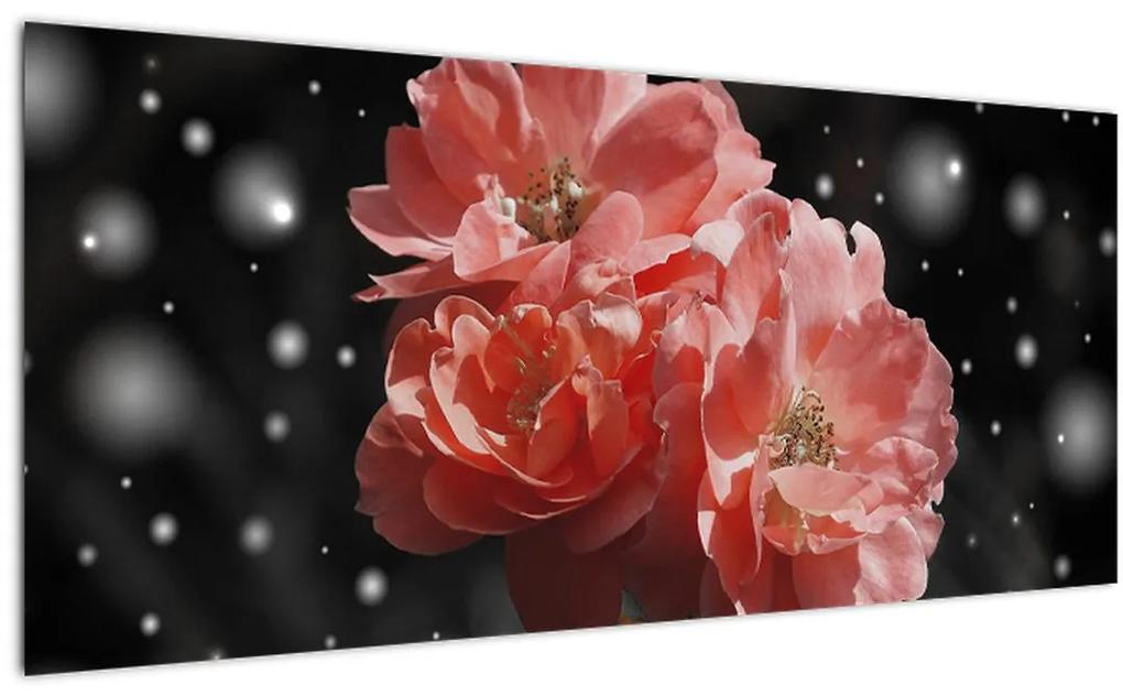 Obraz růžové květiny (100x40 cm), 40 dalších rozměrů