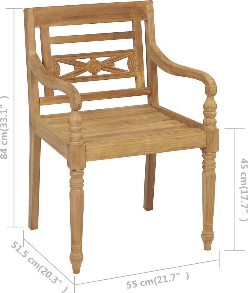vidaXL Židle Batavia s poduškami 4 ks masivní teakové dřevo [3073314] Barva: krémová