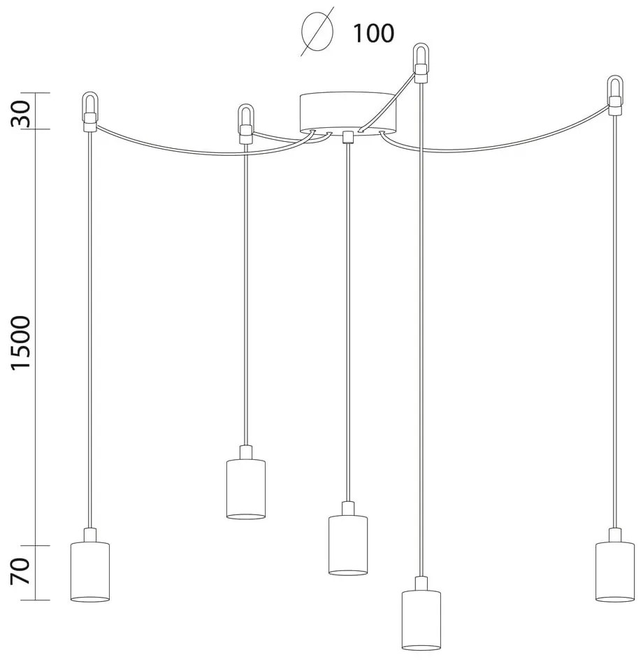 Černé závěsné svítidlo s 5 kabely Bulb Attack Cero Basic