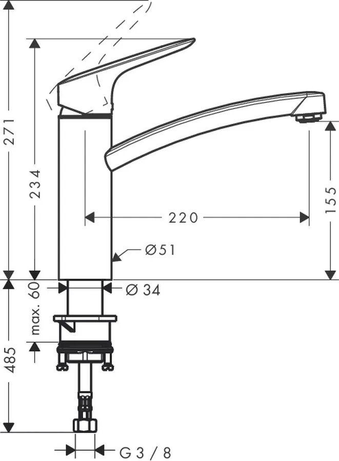 Hansgrohe Logis, dřezová baterie stojánková, chromová, HAN-71832000