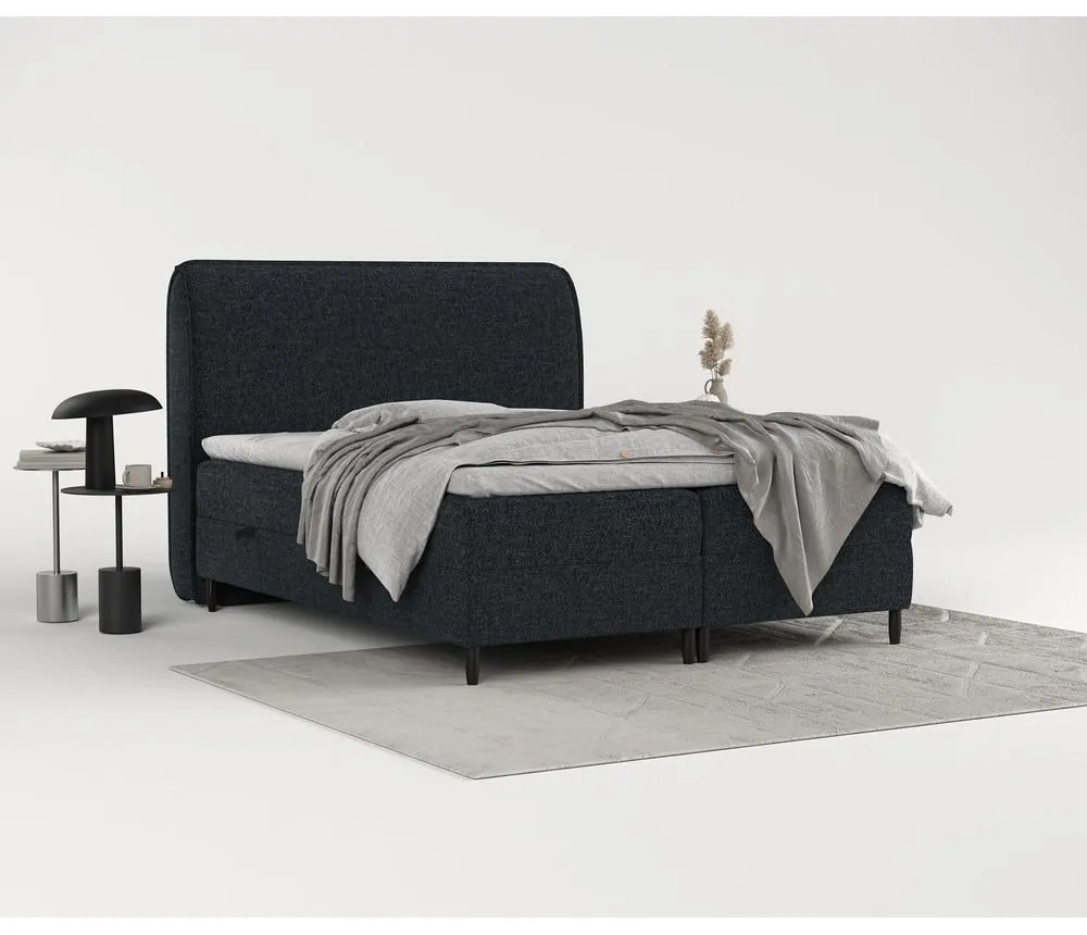 Černá boxspring postel s úložným prostorem 200x200 cm Melba – Maison de Rêve